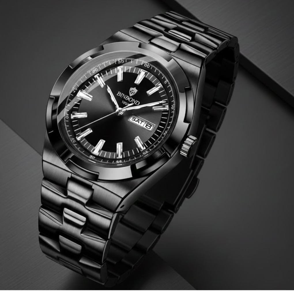 Premium Black Stainless Steel Watch –Japanese Quartz Movement - One ...