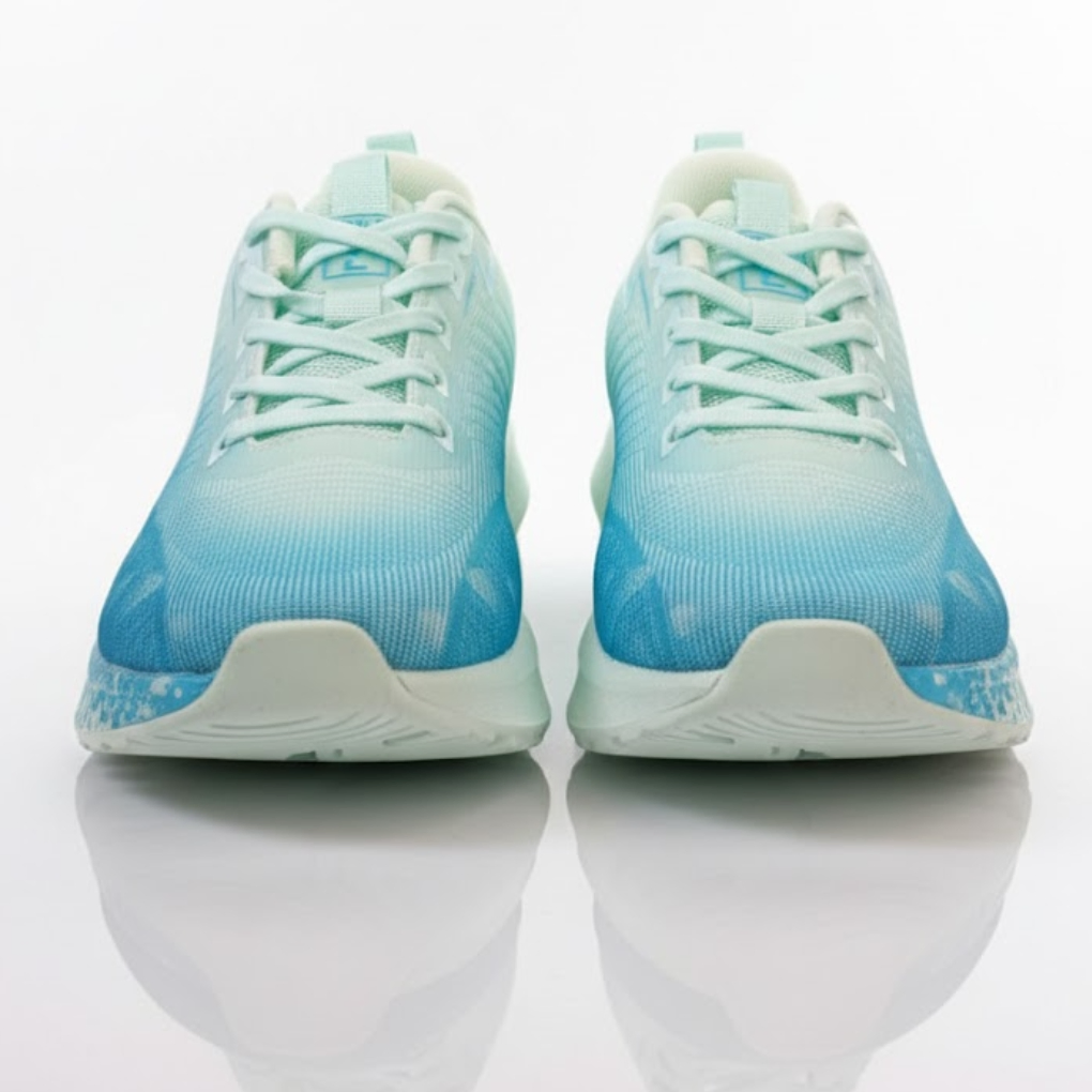 Beige AuraFlow Gradient Running Shoes –Mint Blue Edition - One Trade ...