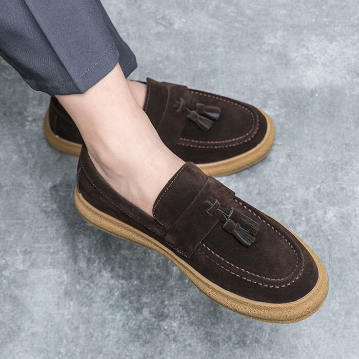 Premium Leather Korean Scrub Loafers Shoes - OFF BEAT