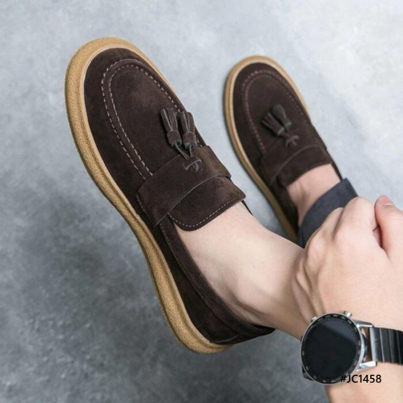 Premium Leather Korean Scrub Loafers Shoes - OFF BEAT