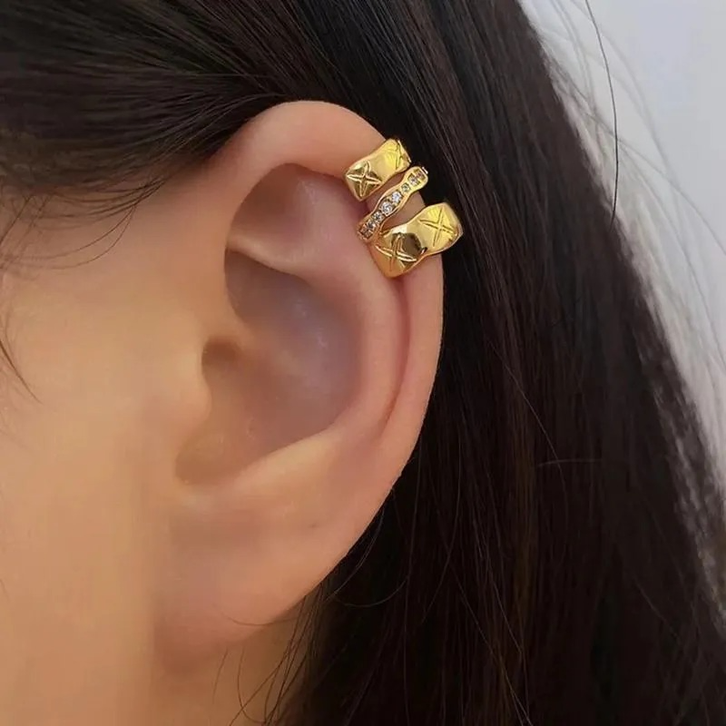Gold Triple Layered Ear Cuff Set (1 Pc) - Only 99 Shop BD