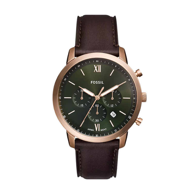 Fossil Leather Analog Green Dial Men's Watch - Elite Club