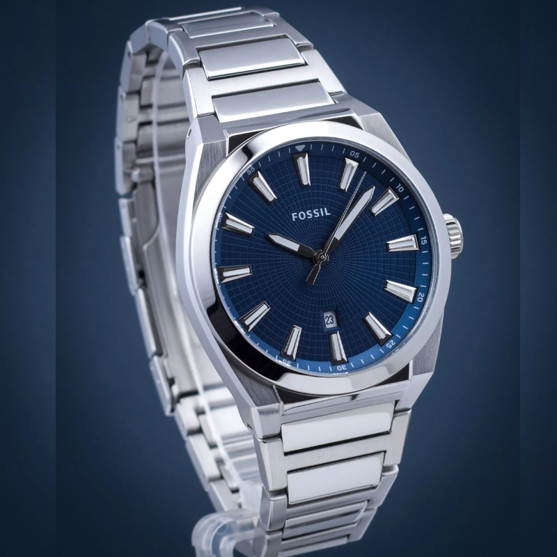 Fossil Everett Blue Dial Stainless Steel Quartz Men's Watch - My Watch