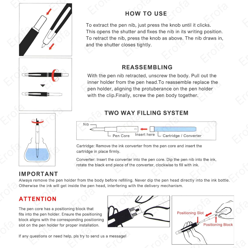 Jinhao 10 Series Retractable Fountain Pens Matte Black Metal - TSAMSA