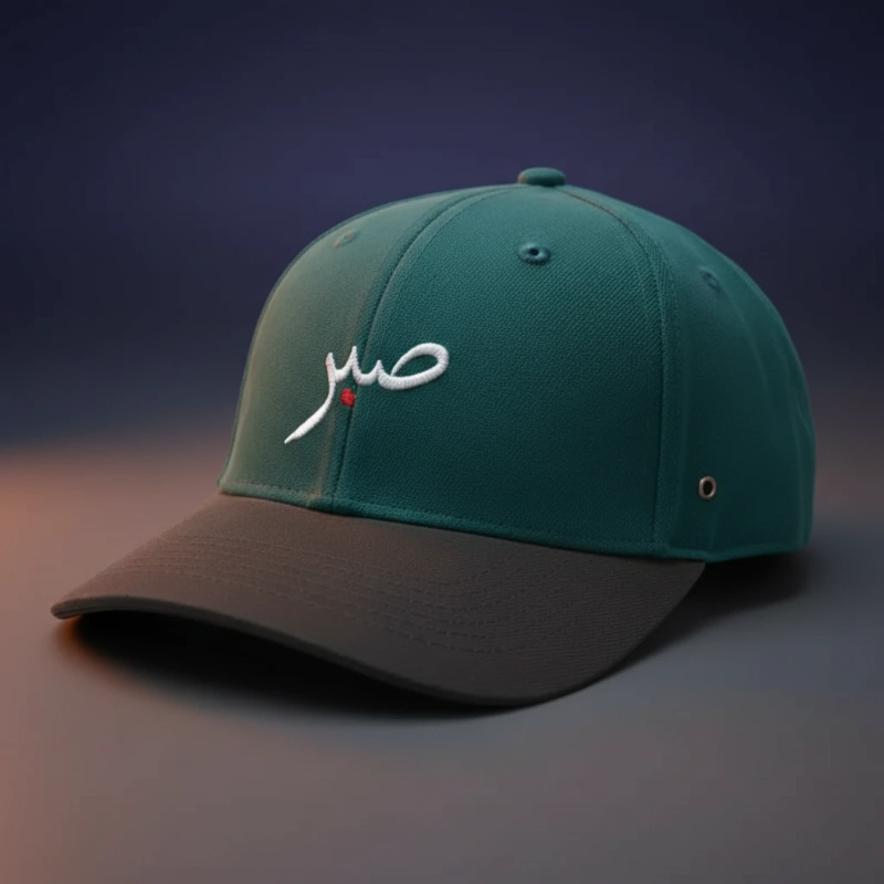 Sabr Arabic Embroidered Cap – Dark Teal & Grey Two-Tone Baseball Hat ...